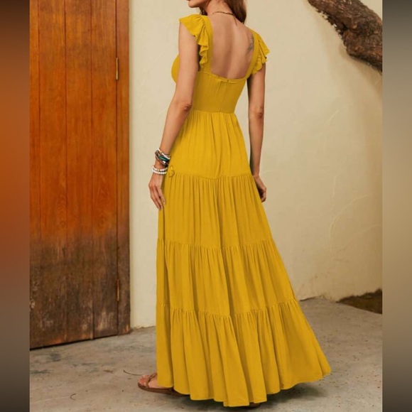 Accessories | Bobo Ruffle Hem Backless Maxi Dress | Poshmark